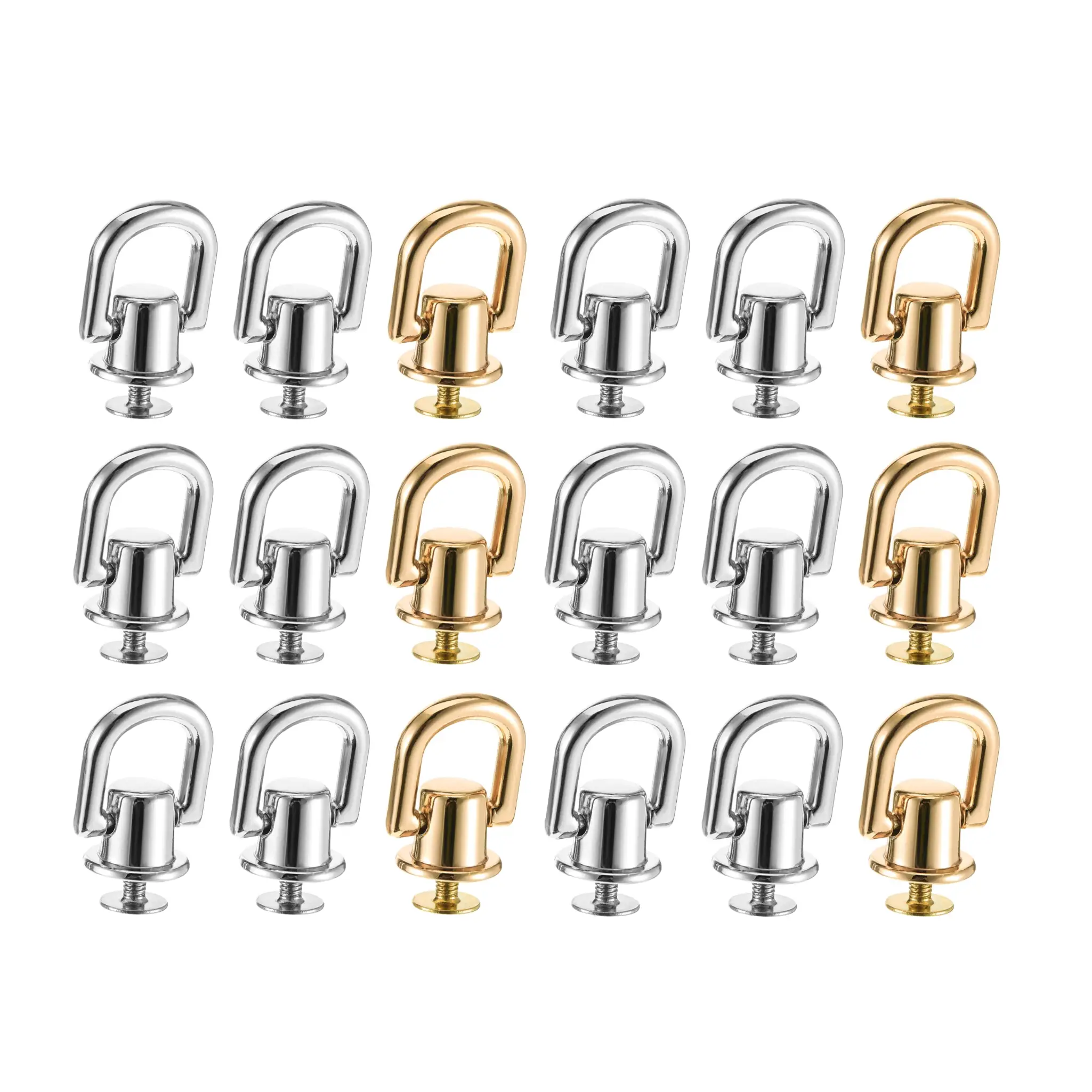 18 Pcs D Rings for Purse Stud Screw Ball, 360° Rotatable Metal Hardware ...
