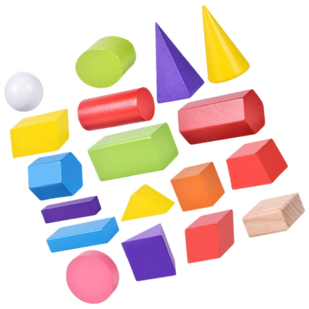 18 Pcs Early Learning Toy Cognition Playthings Wooden Blocks Geometric ...