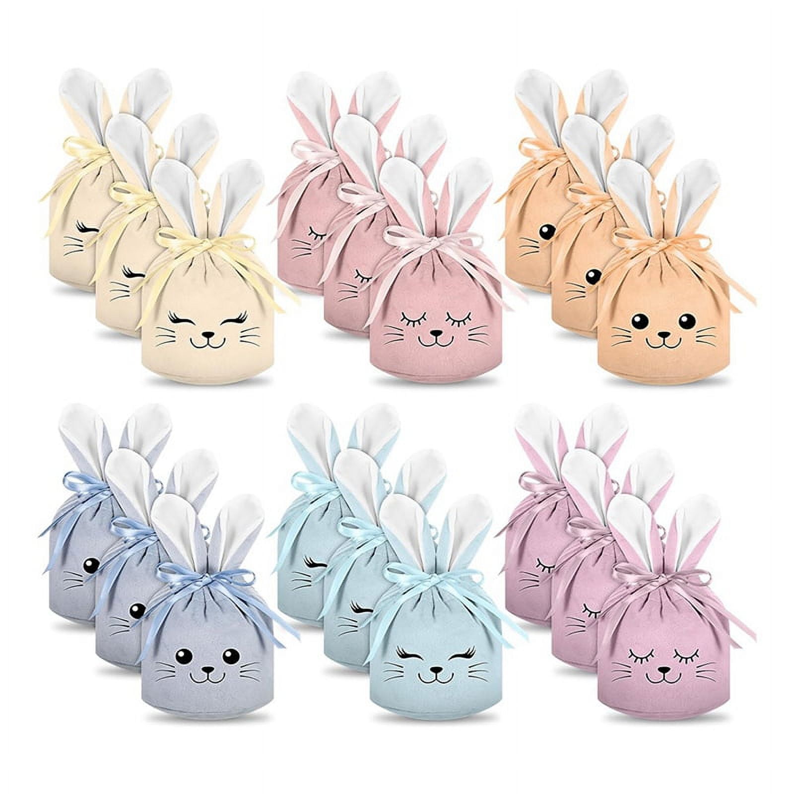 18 Pcs Easter Bunny Gift Bags Ear Velvet Drawstring Bags,Bunny Gift ...