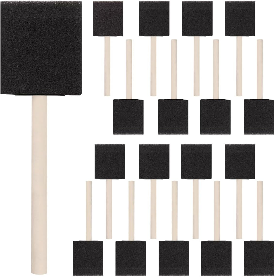 18 Pcs Foam Paint Brushes, 2 Inch Sponge Paint Brush, Wood Handle ...