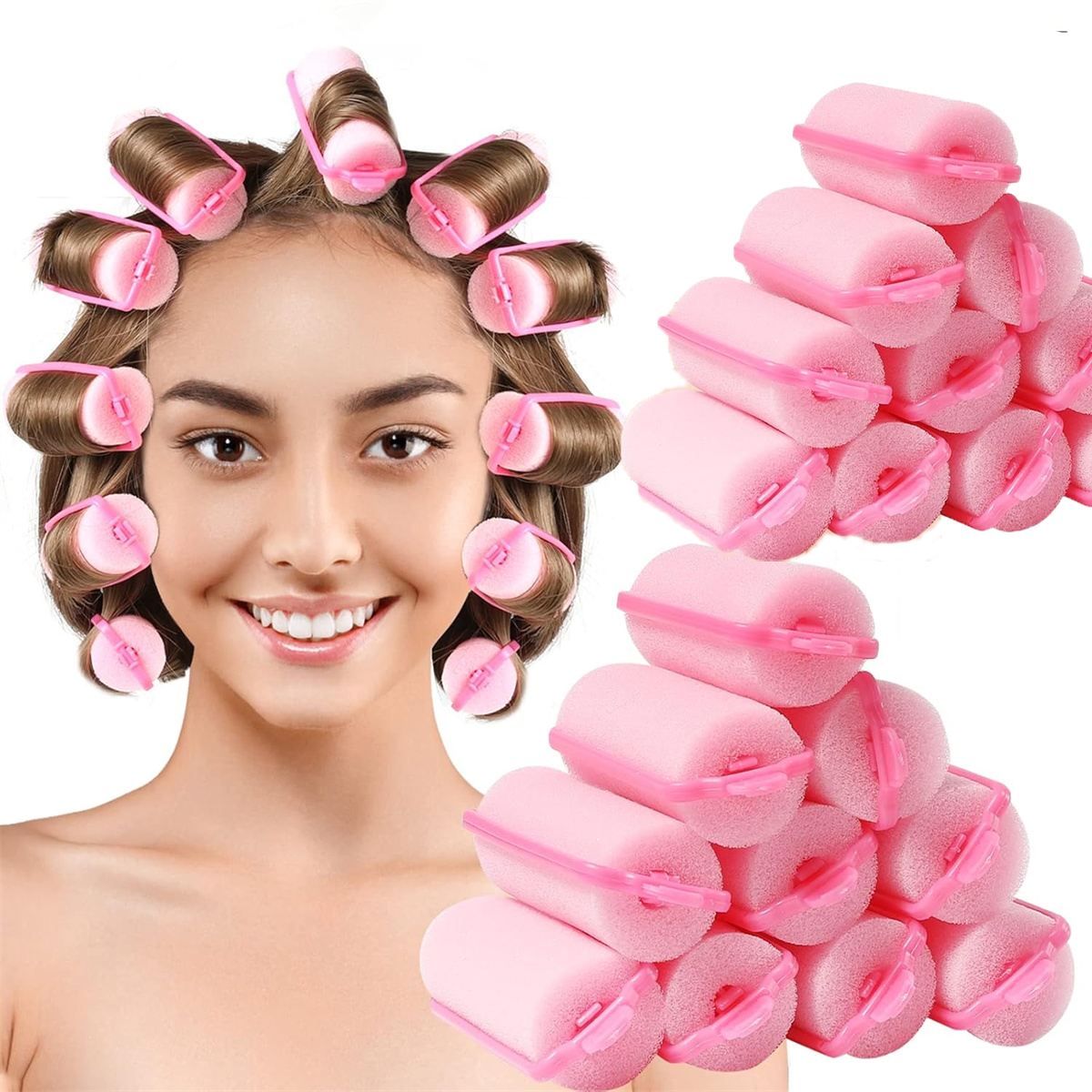 18 Pcs Foam Sponge Hair Rollers Tutuviw 1.57 in Large Soft Foam Hair ...