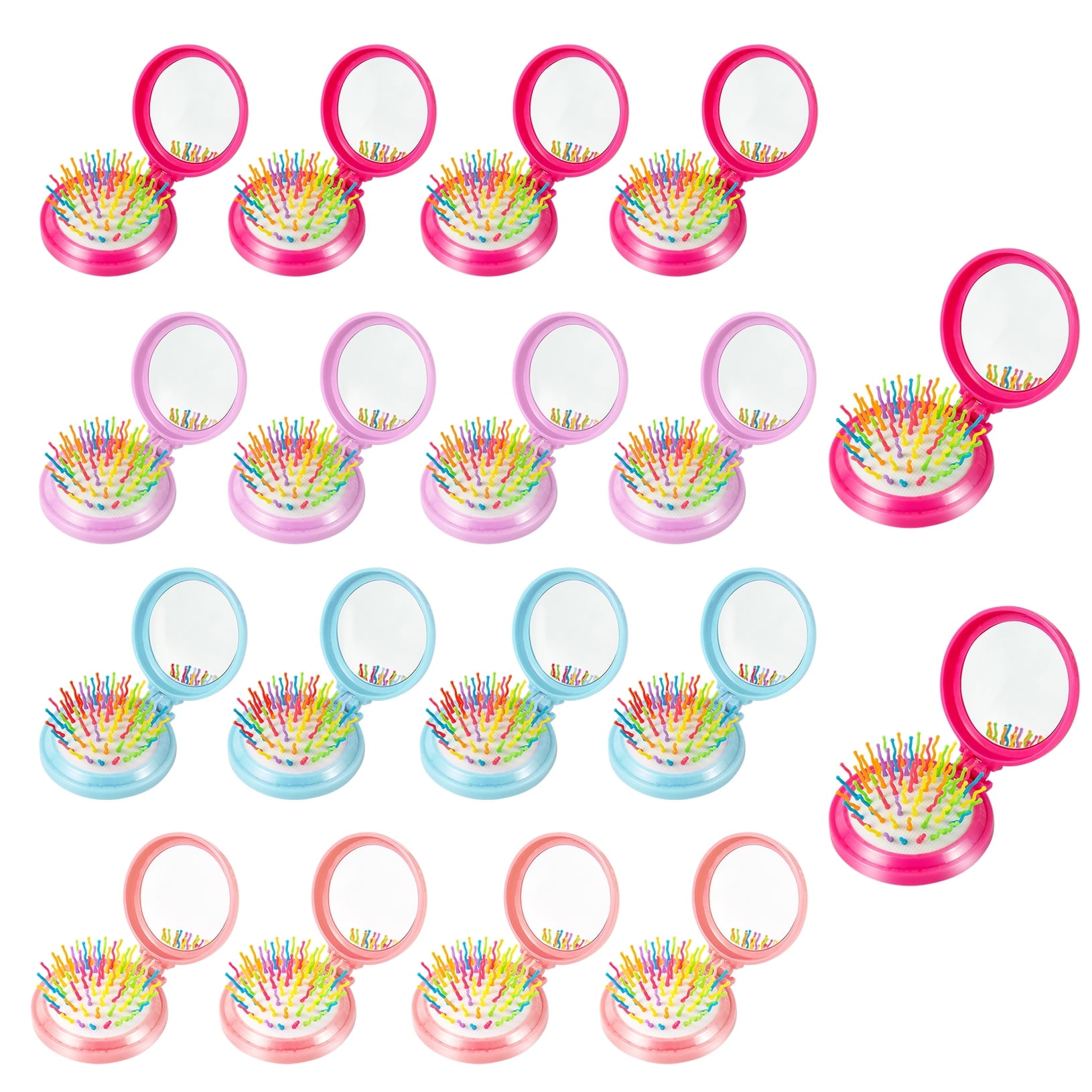 18 Pcs Folding Travel Mirror Hair Brushes Round Folding Pocket Hair ...