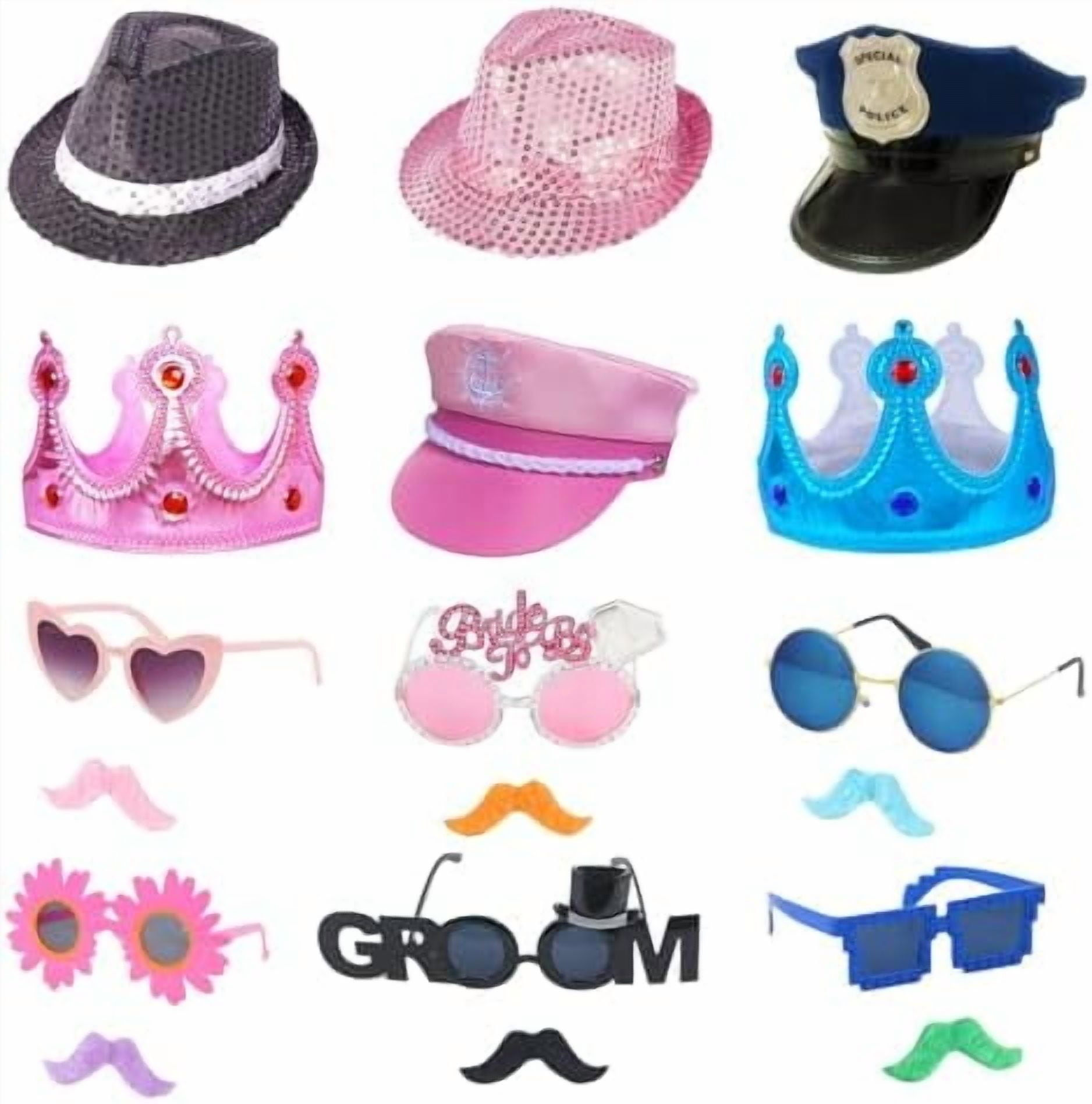 18 Pcs Fun Photo Booth Props Set for Adults, Novelty Funny Hats and ...