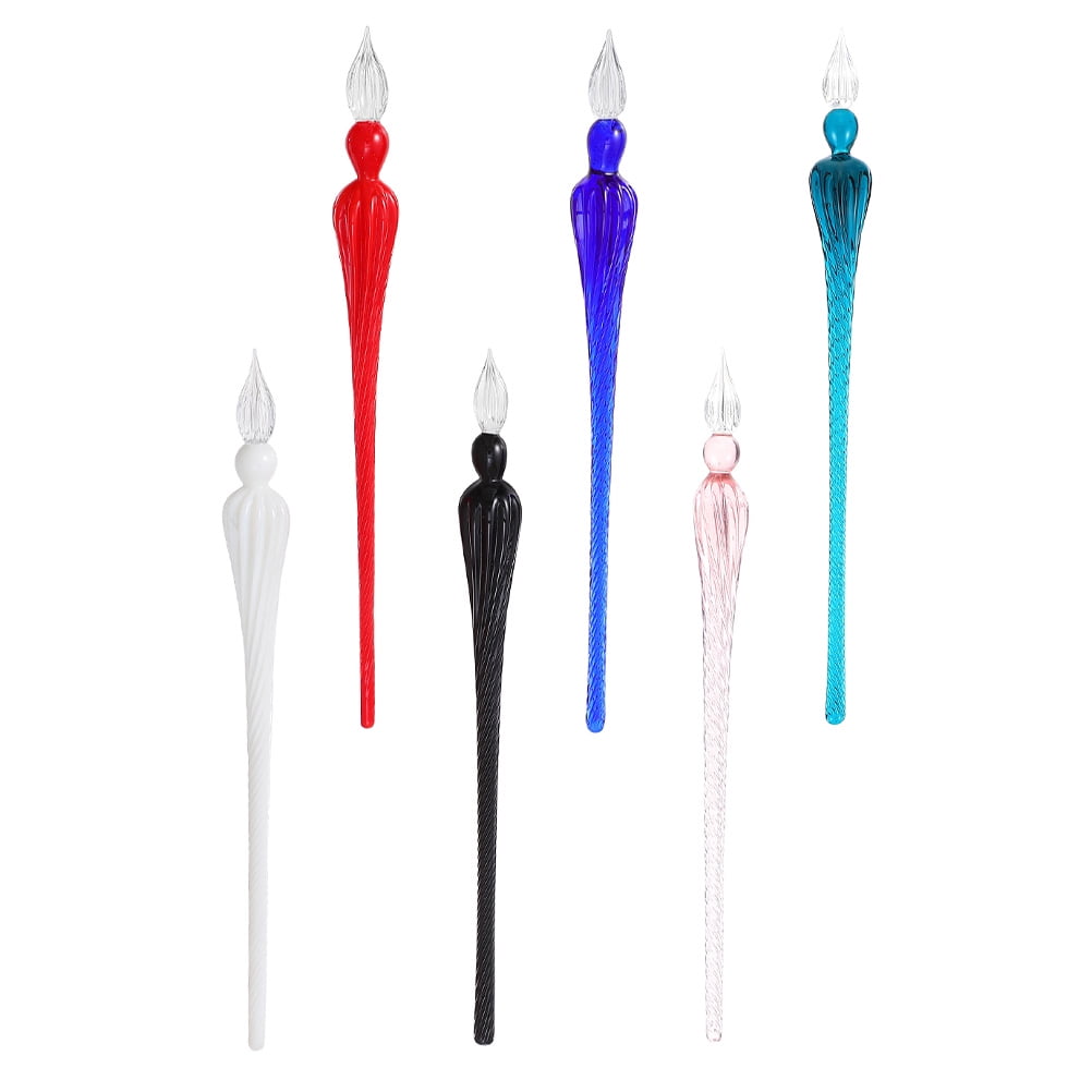 Wyn 18 Pcs Glass Dipping Pen Decorative Crystal Glass Dip Pen Creative Signature Pen
