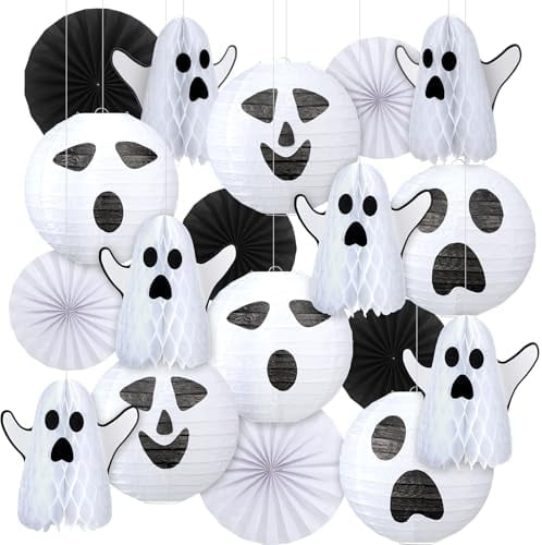 18 Pcs Halloween Ghost Party Decorations Kit - Spooky Paper Lanterns ...