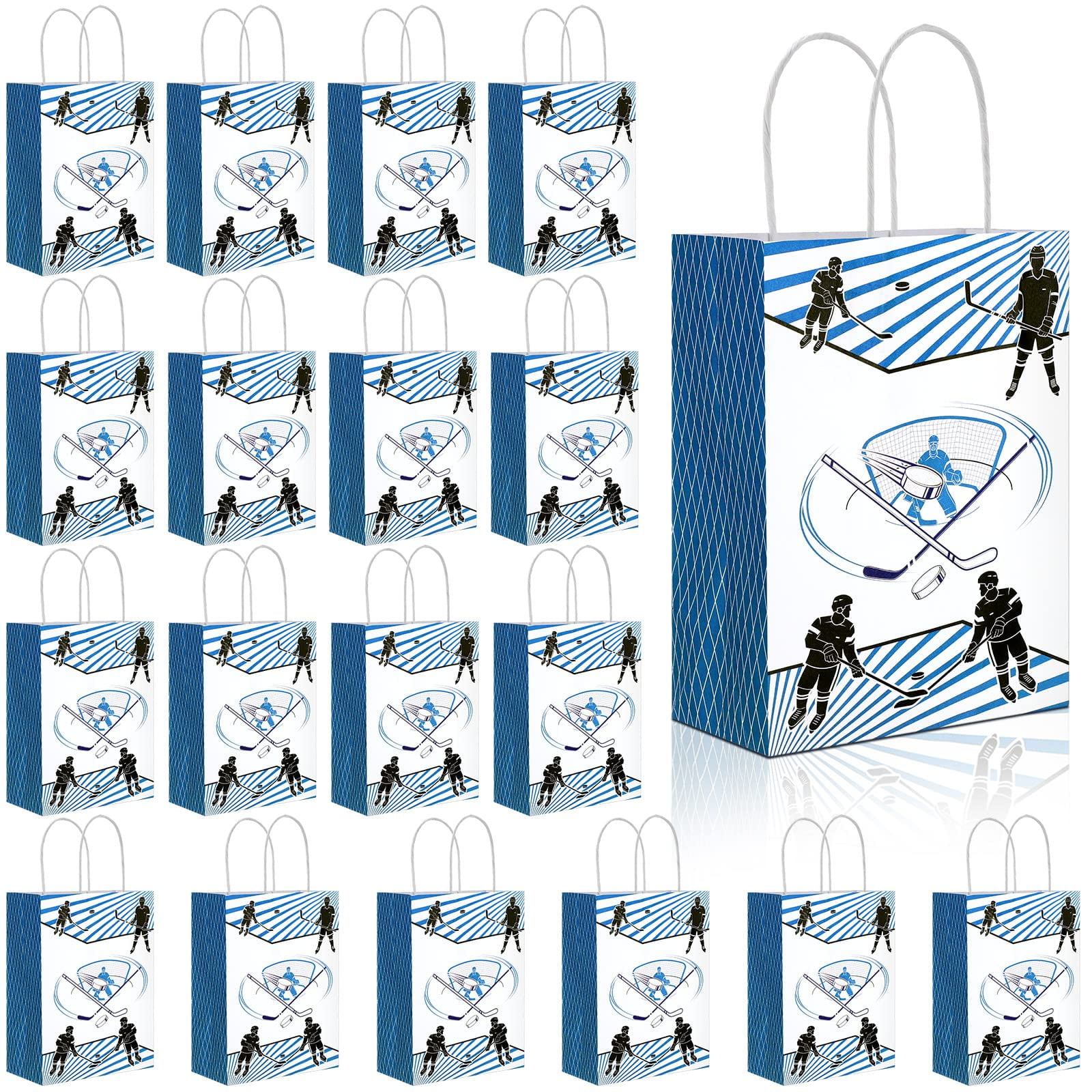 18 Pcs Hockey Paper MSF2 Gift Bags Candy Goody Sport Theme Treat Bags ...