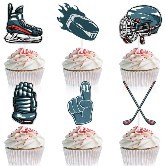 18-Pcs Hockey Player Happy Birthday Ball KKS1 Sports Cupcake Toppers ...
