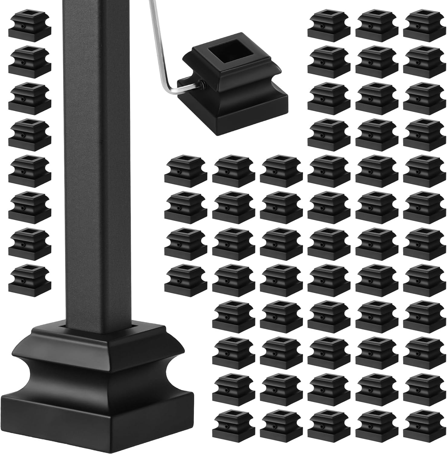 18 Pcs Iron Baluster Shoes Bulk Stair Flat Shoe with Screw Flat Square ...