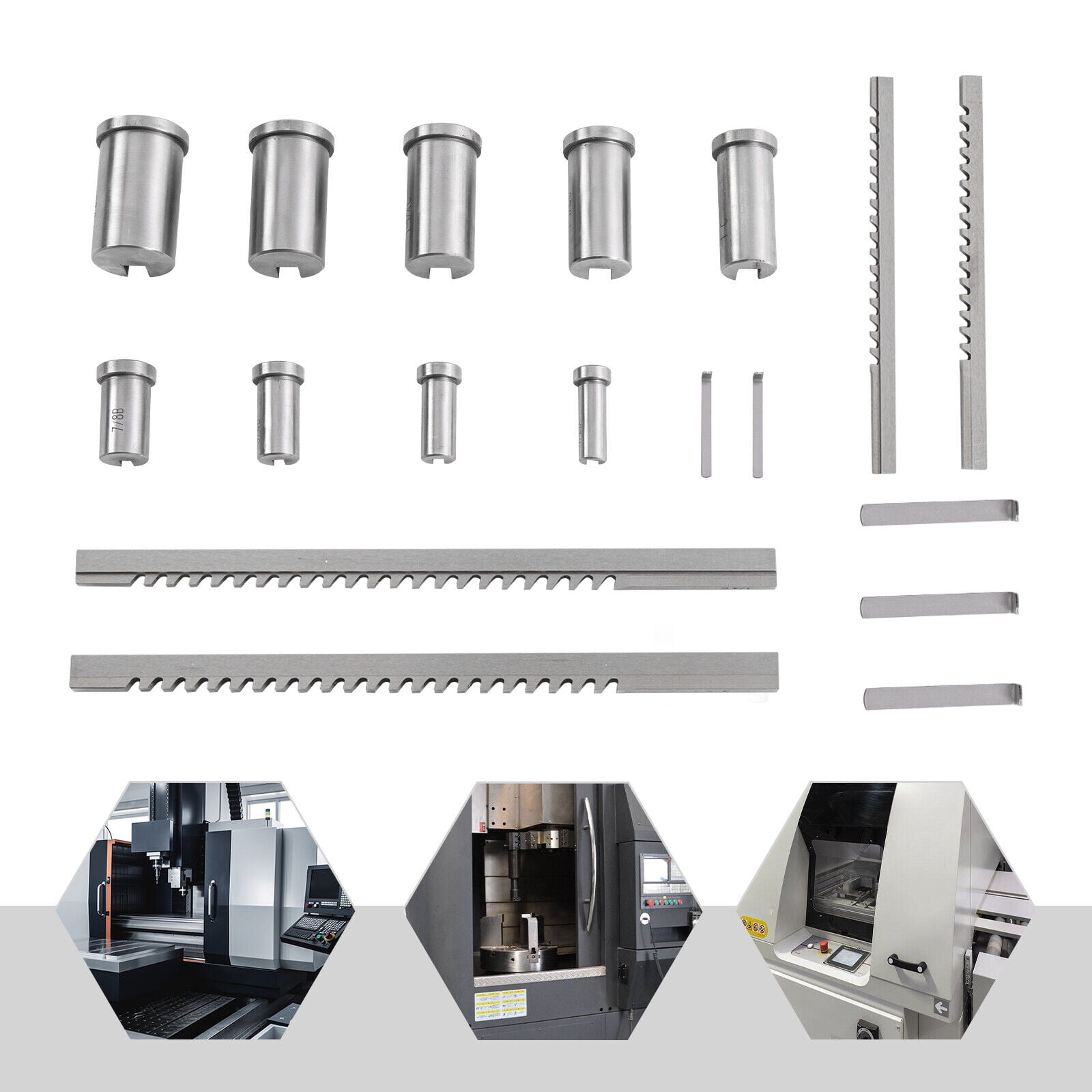 18 Pcs Keyway Broach Kit Inch Size Broaching Cutter Bushing Shim Kit Set Silver - Walmart.com