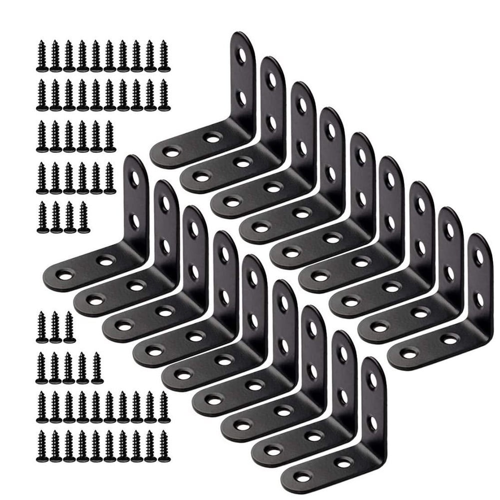 18 Pcs L Shape Fixed Bracket Connector New Thickened Stainless Steel 90 ...