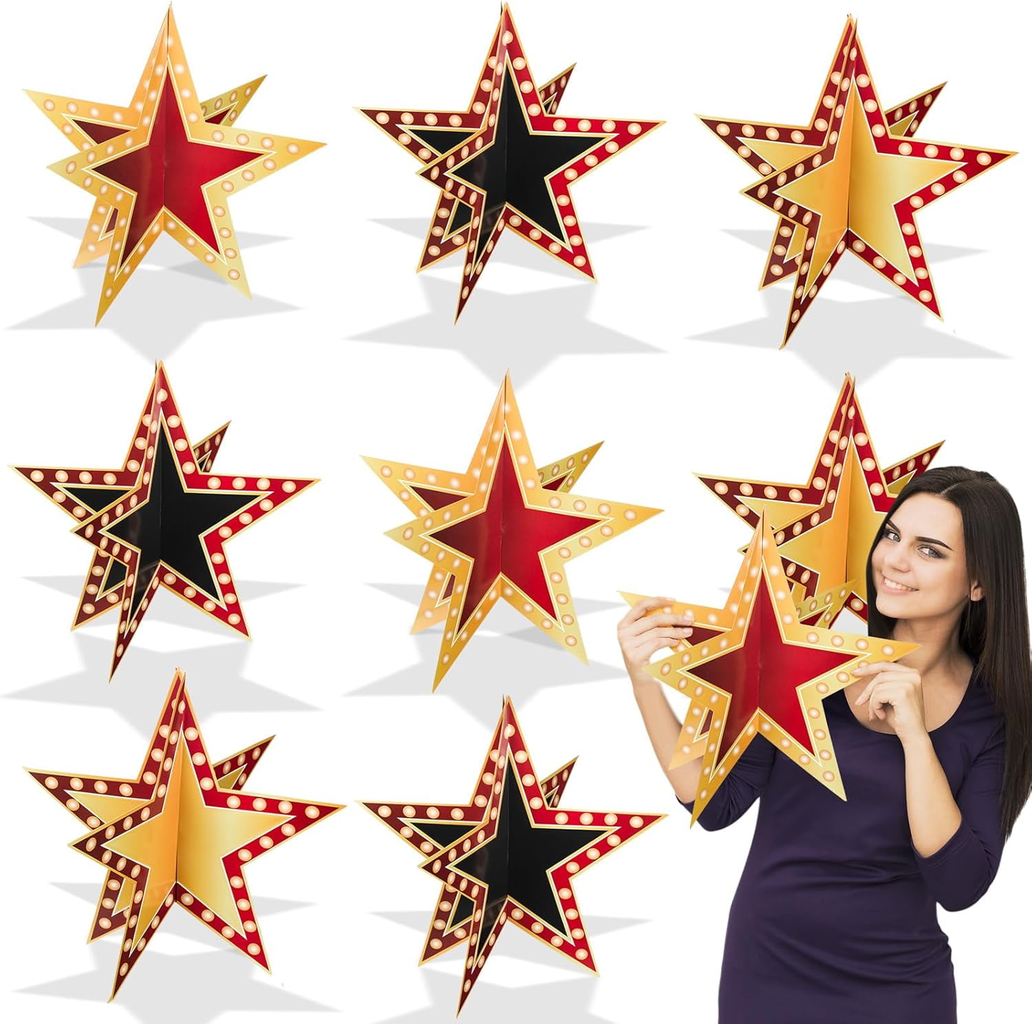 18 Pcs Large Star Centerpieces for Movie Night Party Decorations 12inch ...