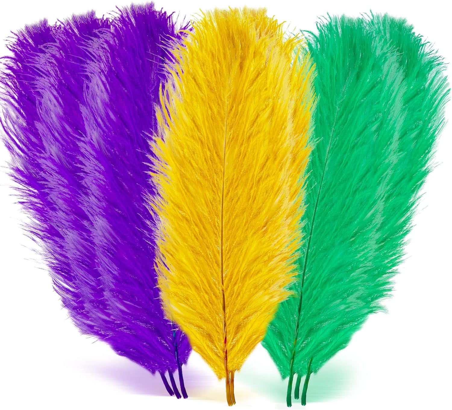 18 Pcs Mardi Gras Feathers for Crafts 10-12 Inches Natural Green Gold ...