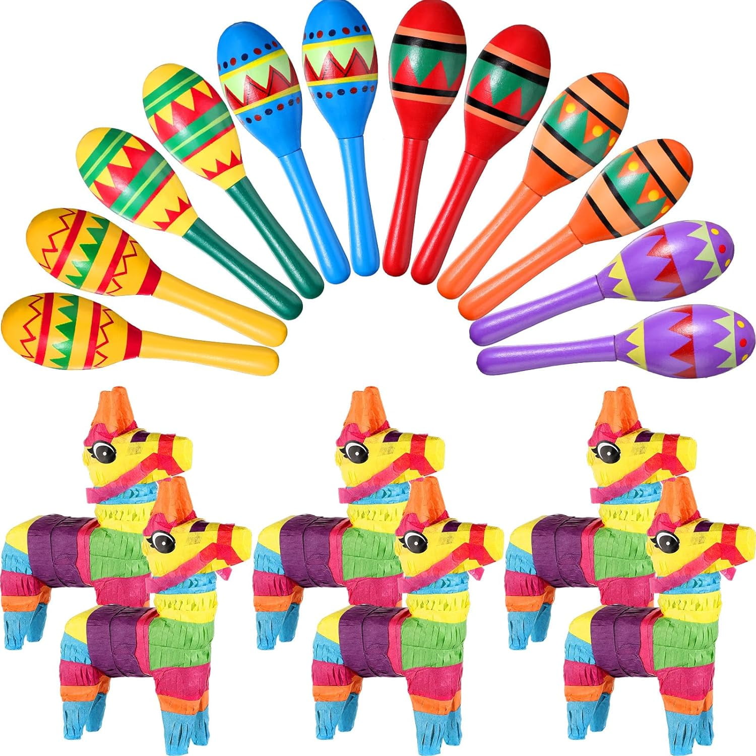 18 Pcs Mini Fiesta Maracas Cinco De Mayo Mexican Mini Donkey Pinata ...