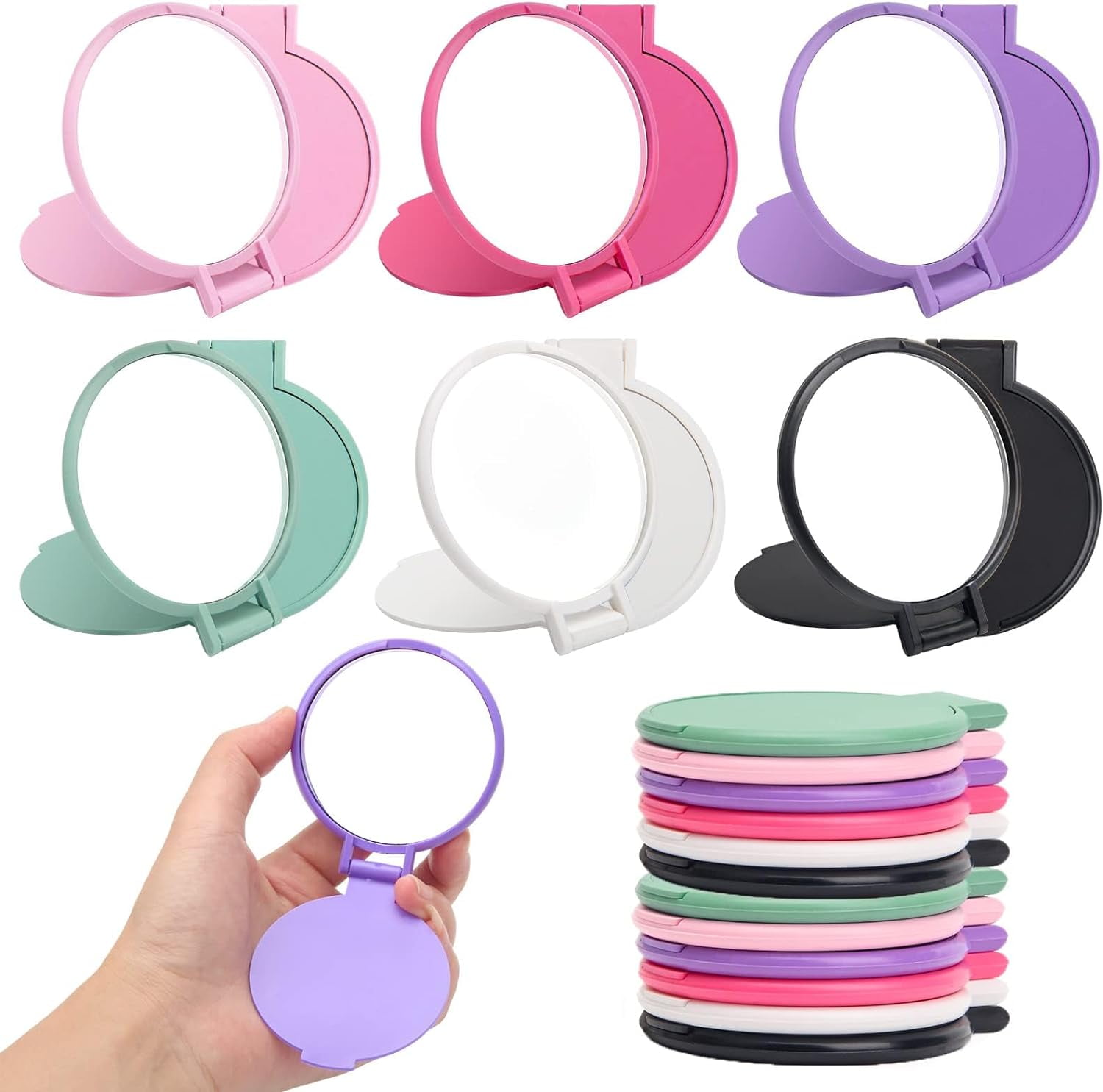 18 Pcs Mini Folding Mirror Round Compact, 2.4 in Small Portable Travel ...