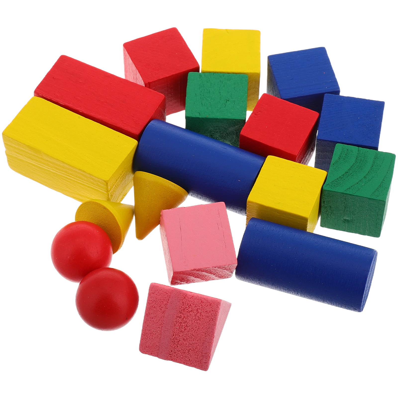 18 Pcs Mini Wooden Blocks Geometric Model Building Pupils Primary ...