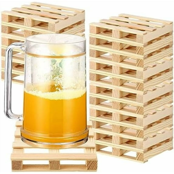 18 Pcs Mini Wooden Pallets Wood Pallet Coasters Crafts Rustic Square ...
