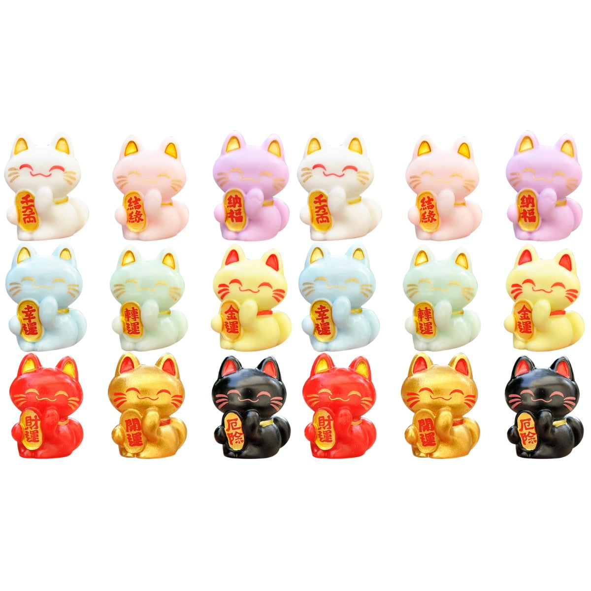 18 Pcs Miniature Lucky Cat Animal Plant Decor Cat Decoration Miniature ...