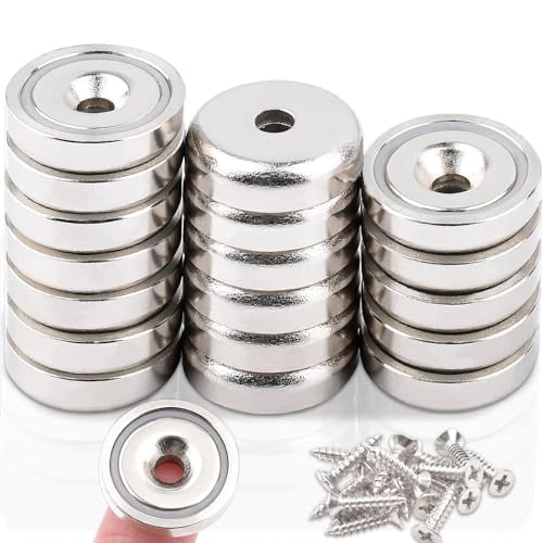 18 Pcs Neodymium Magnets with Holes, 18 lbs Pulling Force 0.63"(16 mm ...