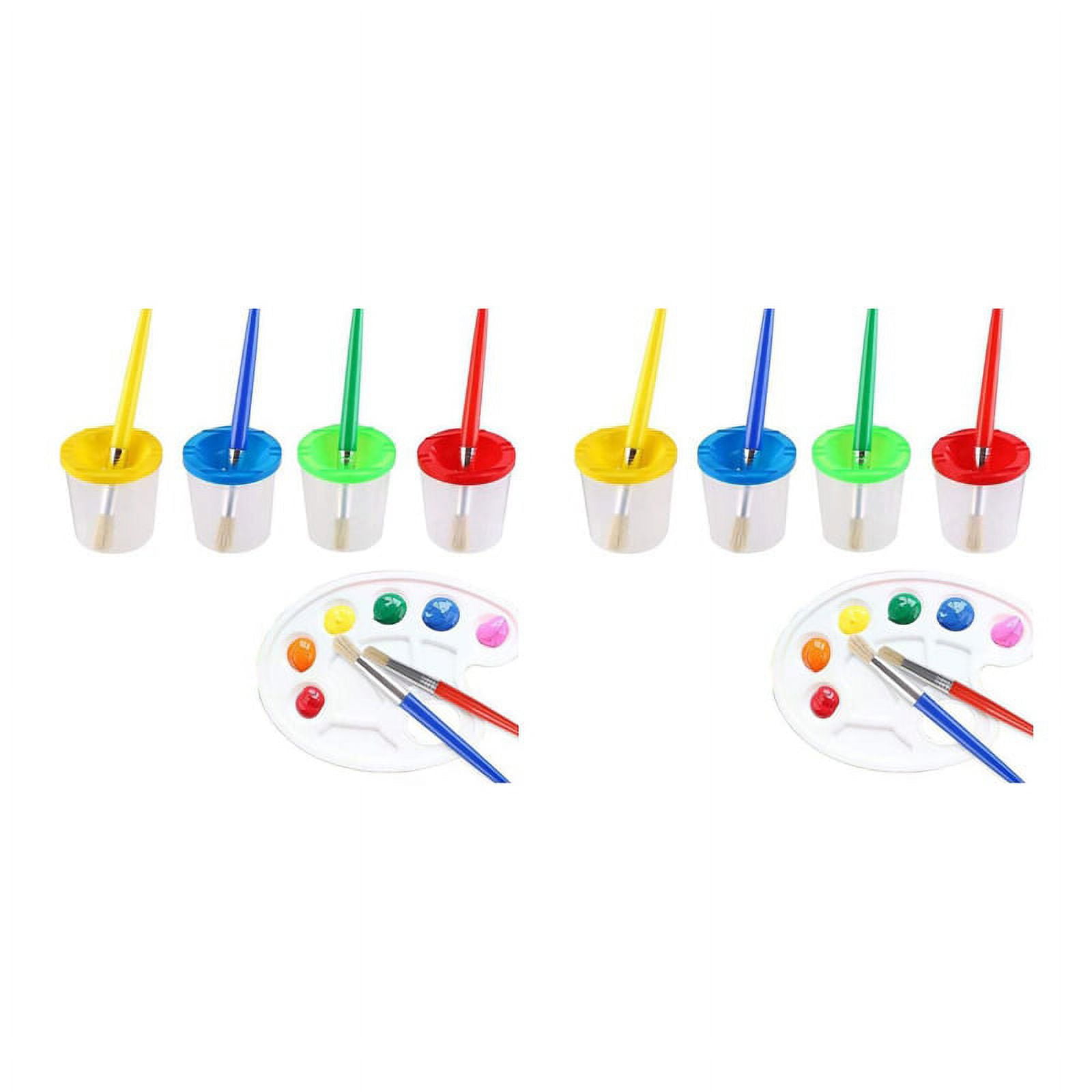18 Pcs No Spill Paint Cups Set with Paint Brushes and Paint Tray ...