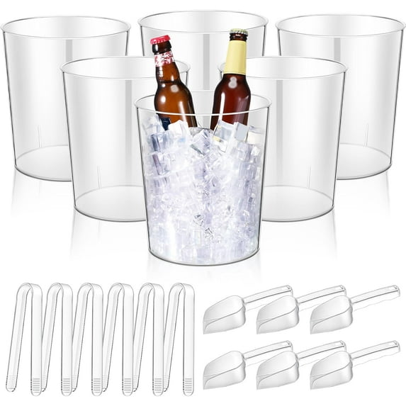 18 Pcs Plastic Ice Bucket for Parties 5L Clear Wine Bottle Chiller with ...