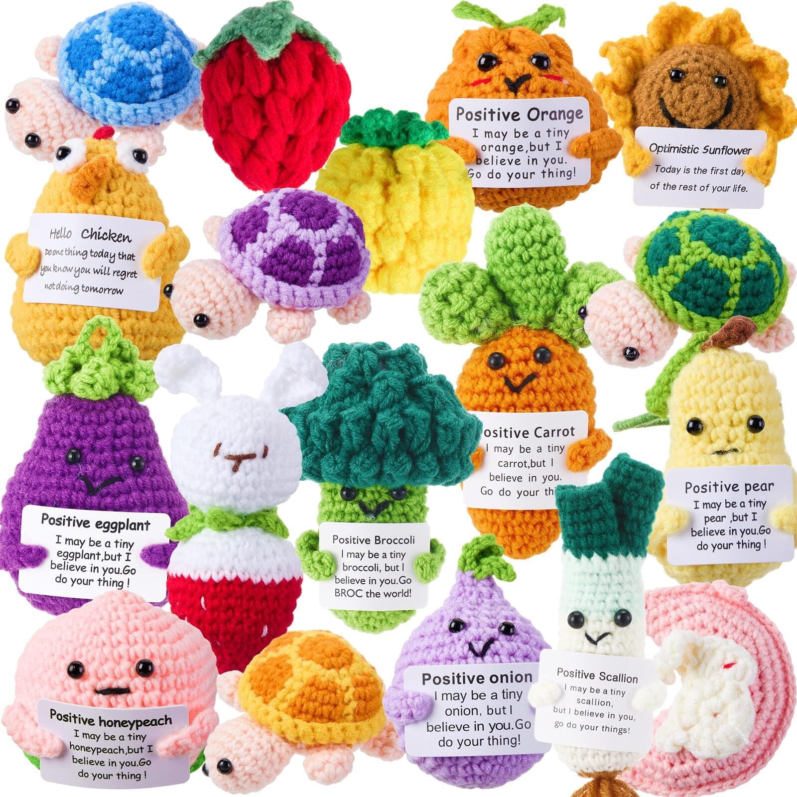 18 Pcs Positive Dolls Gifts Crochet Potato & Emotional Vegetables ...