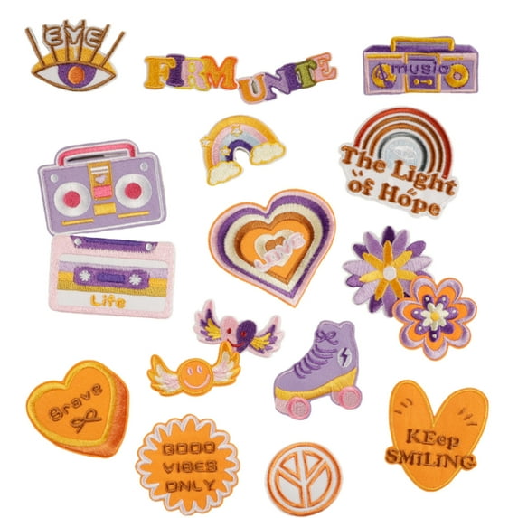 18 Pcs Roller Skates Sewing Patches Flower Iron on Patches Speaker ...