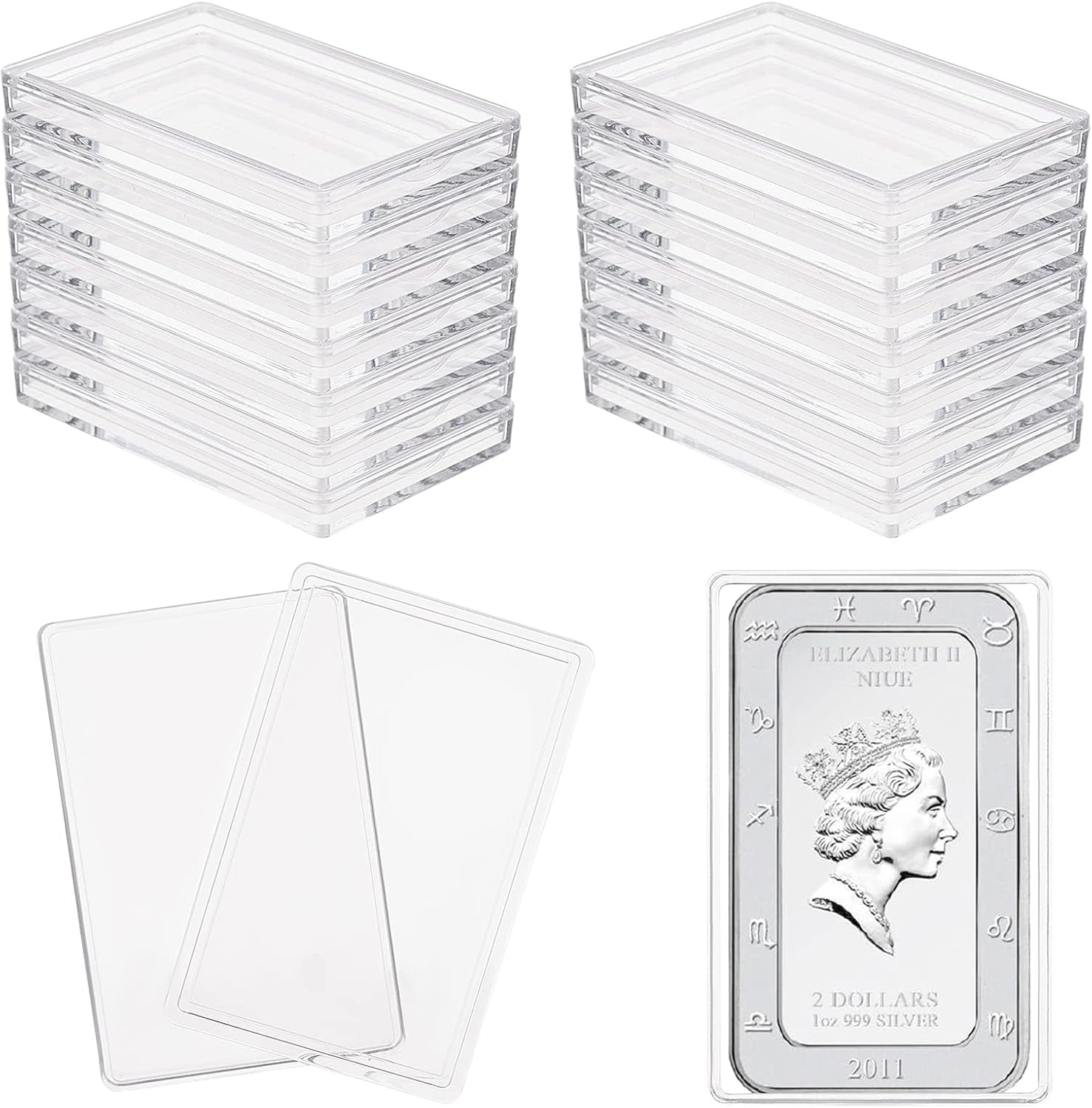 18 Pcs Silver Bar Case 2.2x1.4 inch Acrylic Silver Bar Holder Clear ...