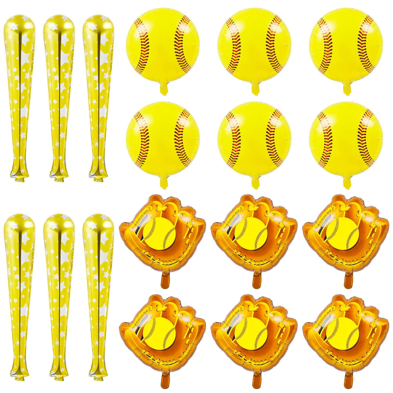 18 Pcs Softball Foil MMF7 Balloons Softball Party Decorations 18 Inch ...