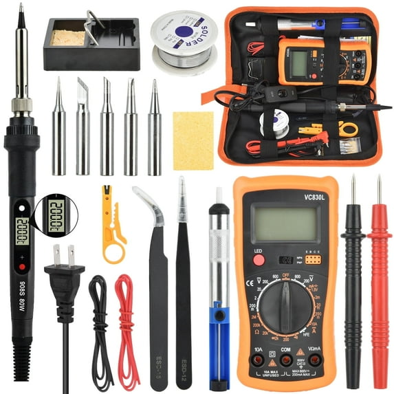 18 Pcs Soldering Iron Kit, 80W Adjustable Temperature Digital Display ...