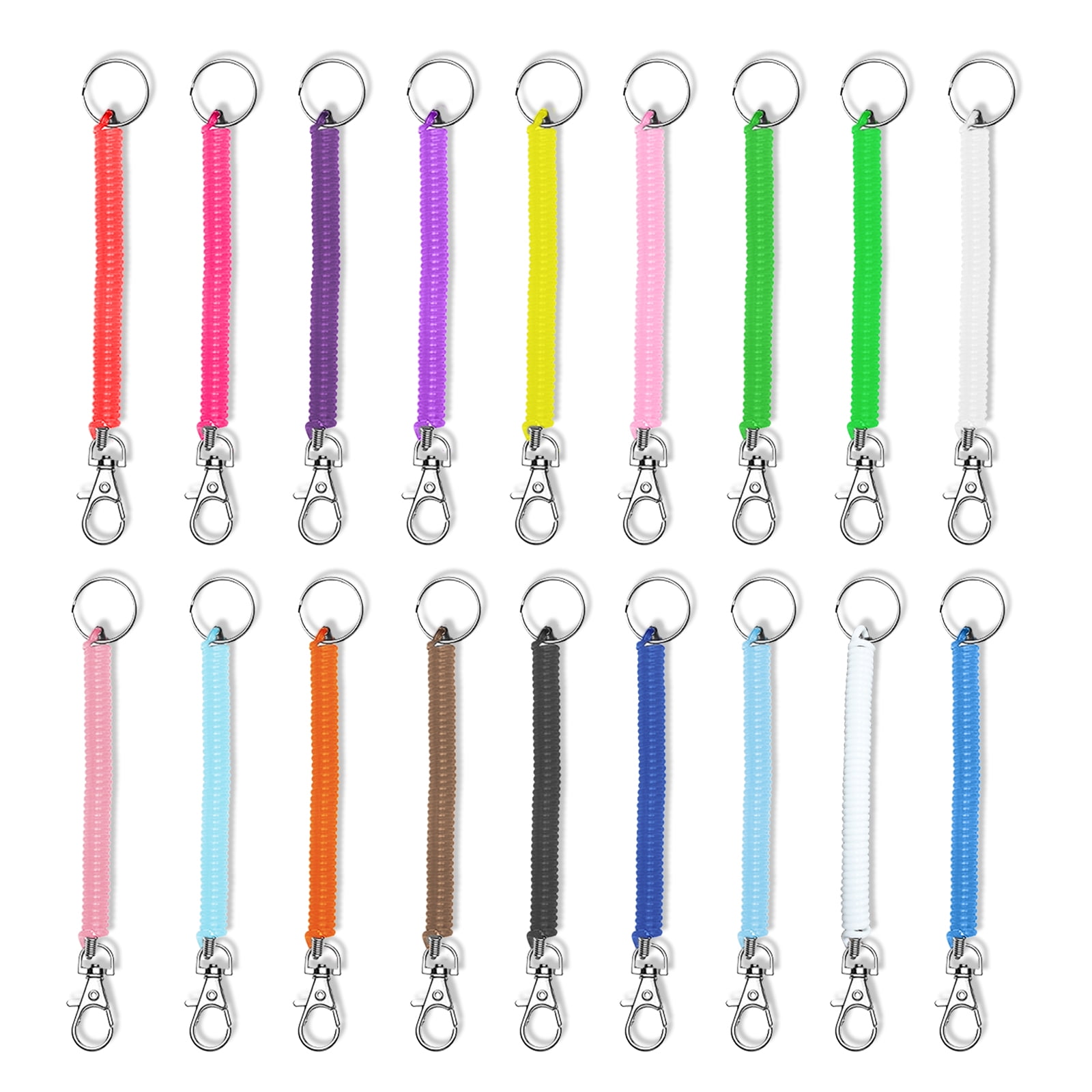 18 Pcs Spiral Retractable Coil Spring Keychain, 18 Colors Anti-Lost ...