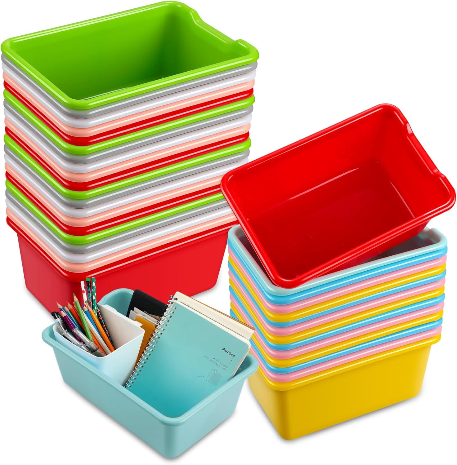 18 Pcs Storage Bins for Classroom Plastic Cubby Bins Bulk Colorful ...