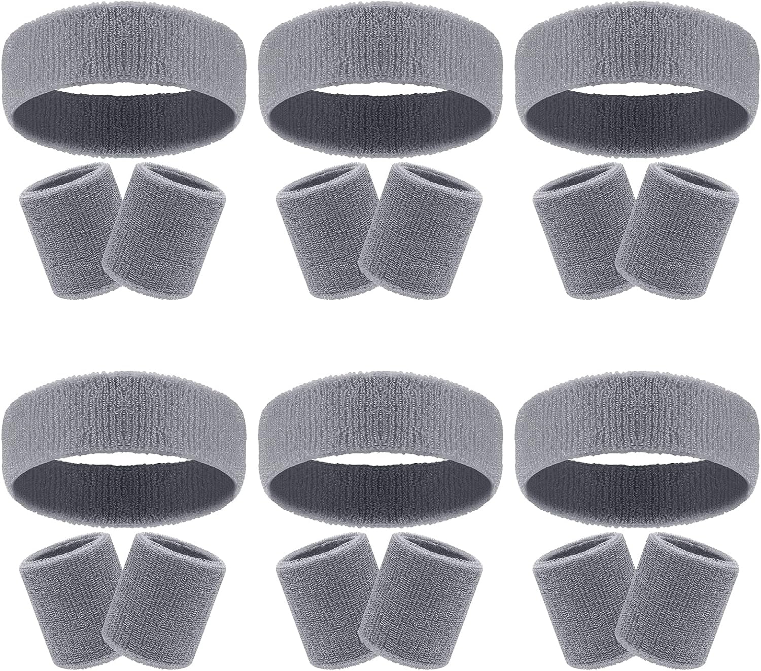 18 Pcs Sweatbands Headband Wristband Set Colorful Striped Terry Cloth ...