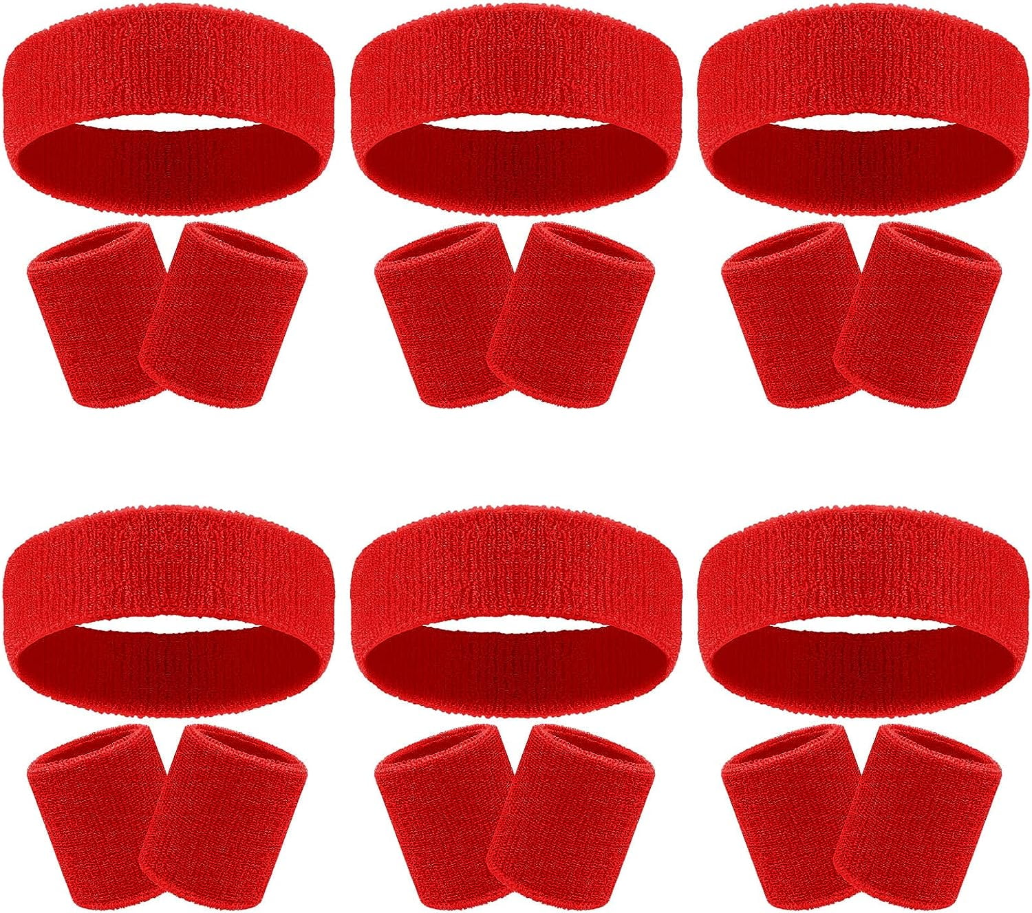 18 Pcs Sweatbands Headband Wristband Set Colorful Striped Terry Cloth ...