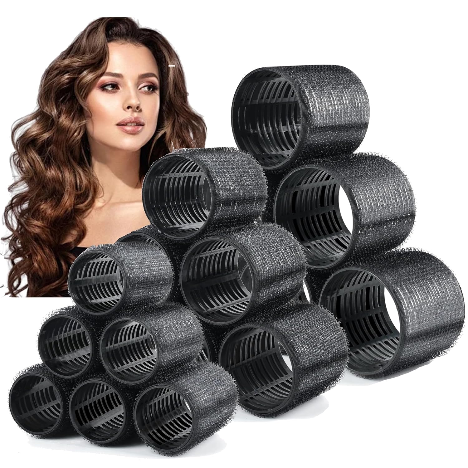 18 Pcs Thermal Hair Rollers,Self Grip Jumbo Thermal Curlers Set,Large ...