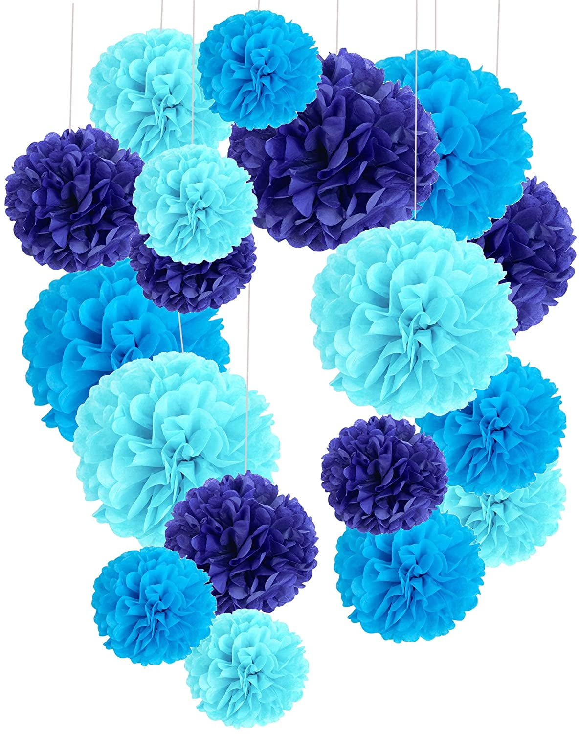 18 Pcs Tissue Pom Poms Kit, Tissue Paper Flowers for Birthday, Boy Baby ...