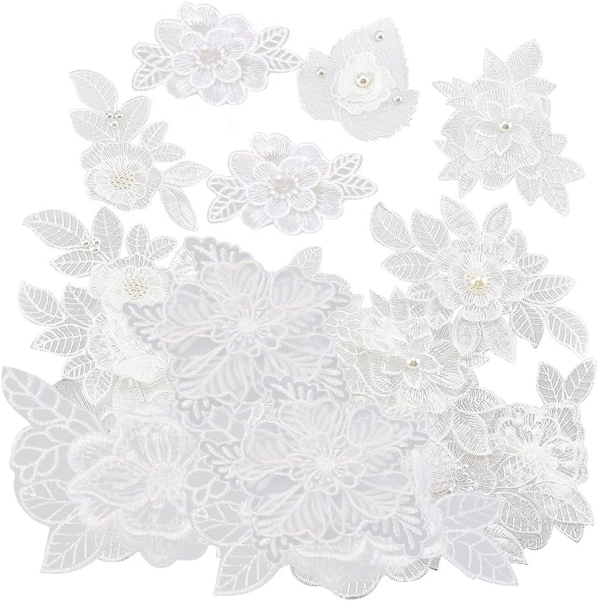 18 Pcs White Flower Embroidery Patch 9 Styles Organza Embroidery Lace ...
