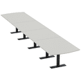 18 Person Arc Rectangle Modular Meeting Table Metal T-Bases w/Electric ...