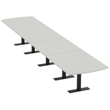 18 Person Arc Rectangle Modular Meeting Table Metal T-Bases w/Electric ...