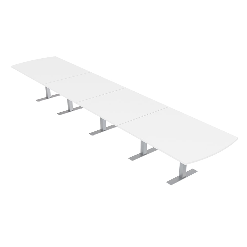 18 Person Arc Rectangle Modular Meeting Table Metal T-Bases w/Electric ...