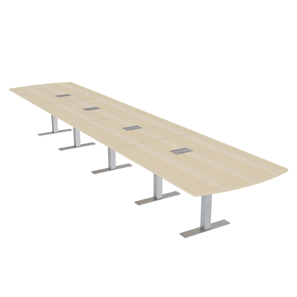 18 Person Arc Rectangle Modular Meeting Table Metal T-Bases w/Electric ...