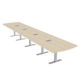 18 Person Arc Rectangle Modular Meeting Table Metal T-Bases w/Electric ...