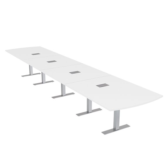 18 Person Arc Rectangle Modular Meeting Table Metal T-Bases w/Electric ...