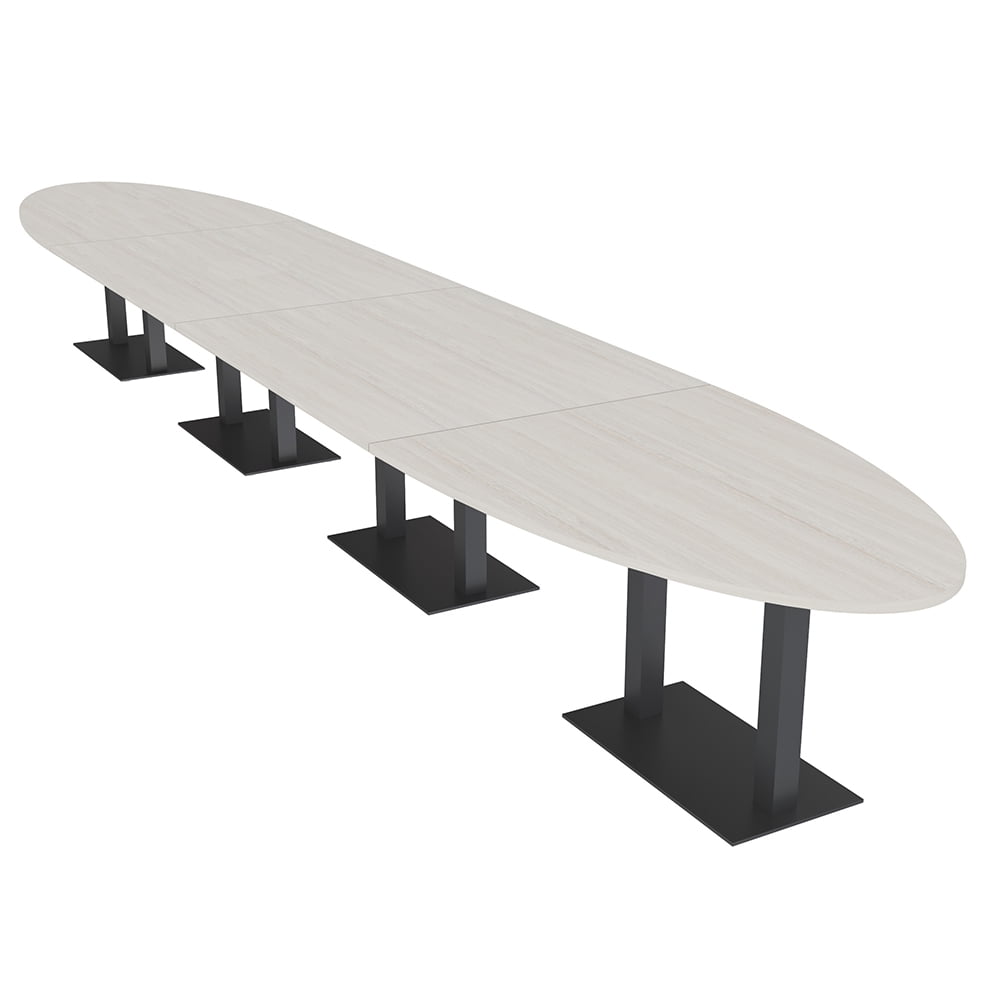 18 Person Modular Oval Conference Table Double Black Bases Power Units ...