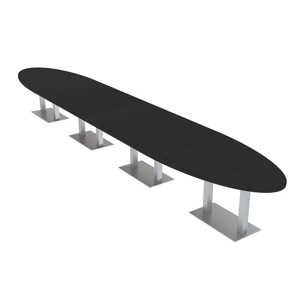 18 Person Modular Oval Conference Table Square Metal Bases Power Units ...