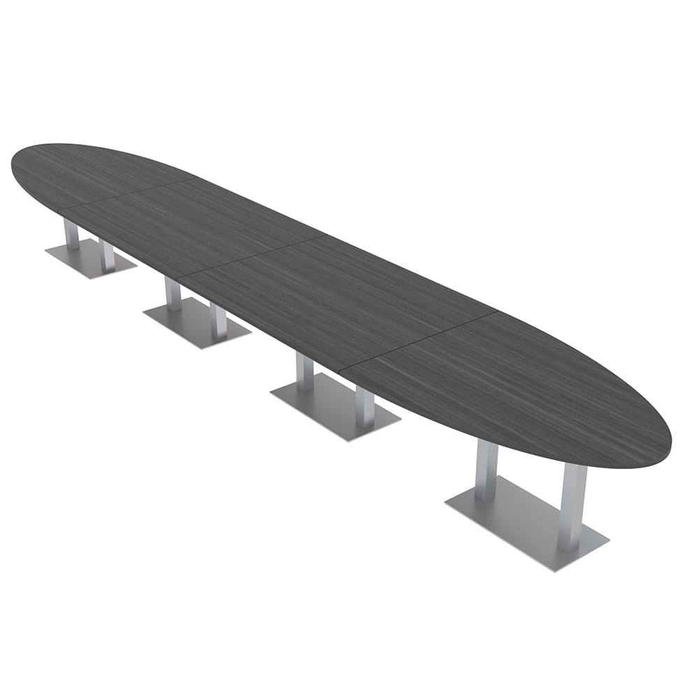 18 Person Modular Oval Conference Table Square Metal Bases Power Units ...