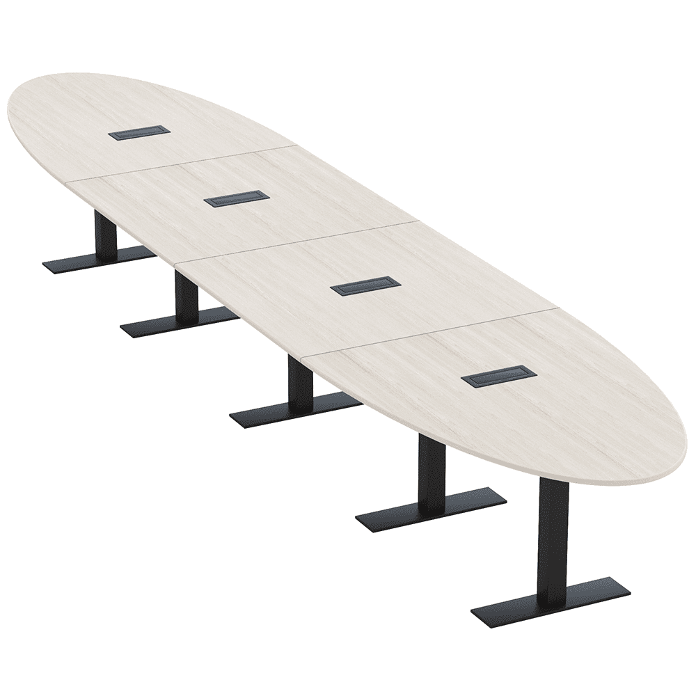 18 Person Modular Oval Conference Table With Metal T Bases Power Units ...