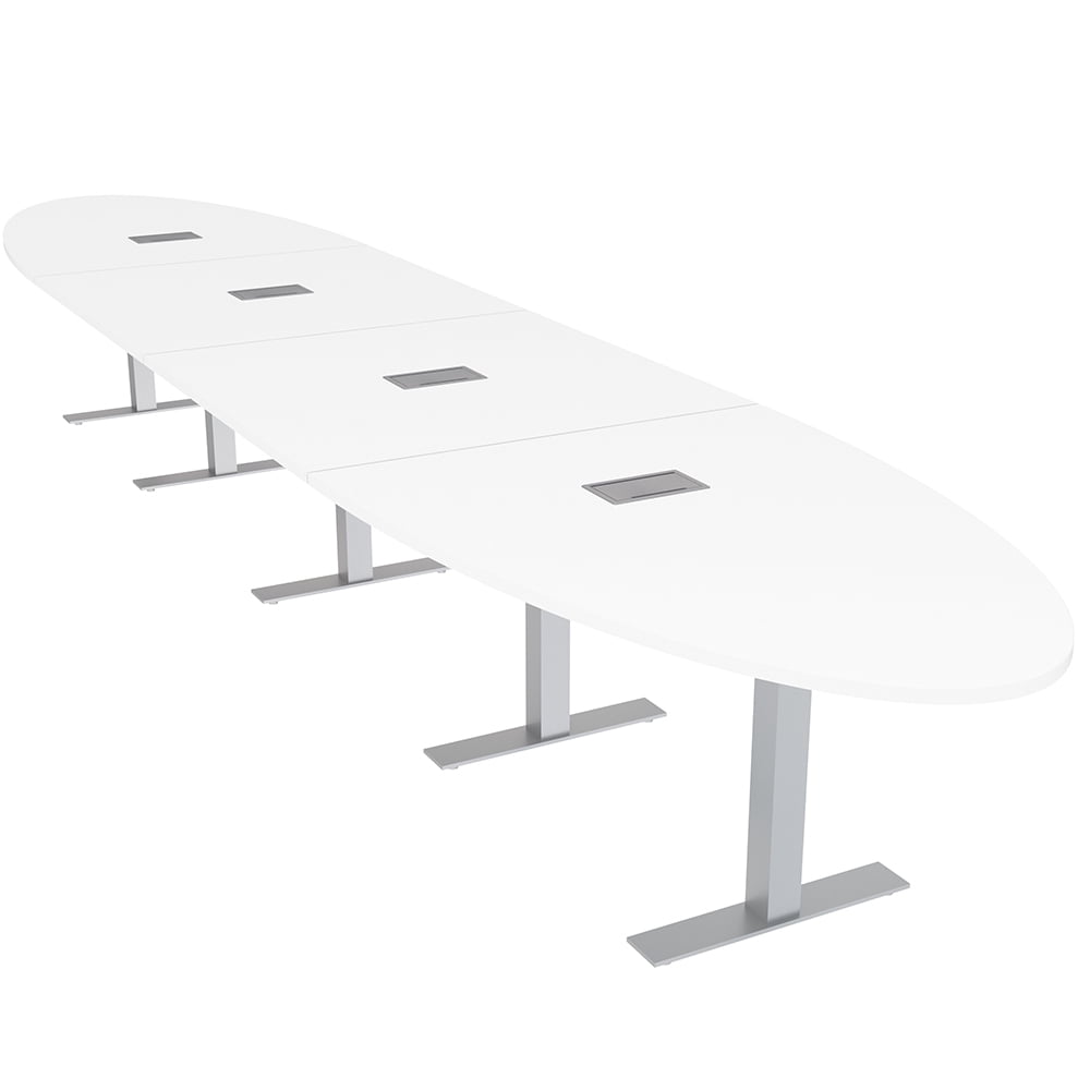 18X4 Modular Conference Table Oval Shape Metal Bases Electrical Units ...