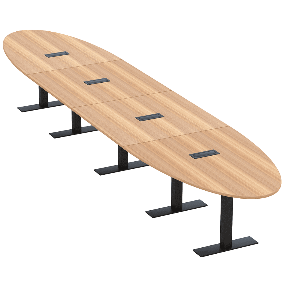 18 Person Modular Oval Conference Table With Metal T Bases Power Units ...