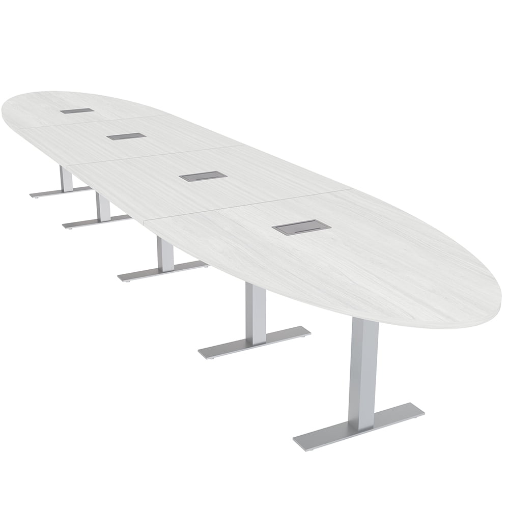 18 Person Modular Oval Conference Table With Metal T Bases Power Units ...