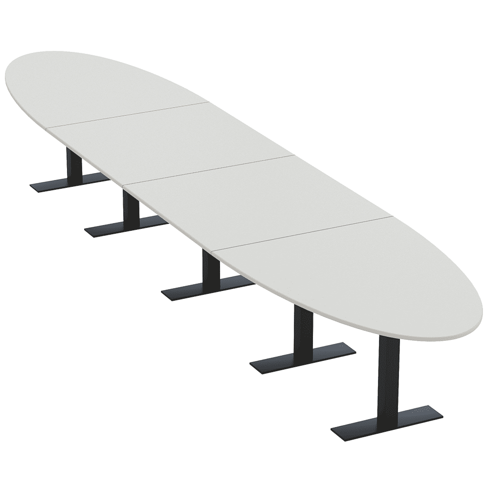 18 Person Modular Oval Conference Table With Metal T Bases Power Units ...